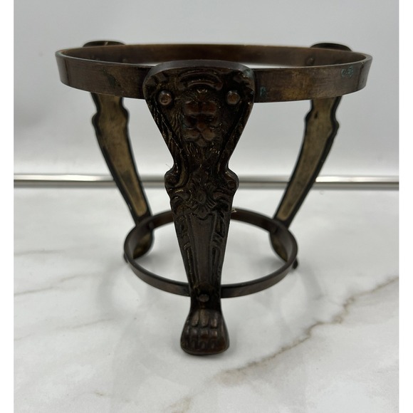Accents | Vintage Ornate Lion Head Metal Display Stand Pedestal Orb ...